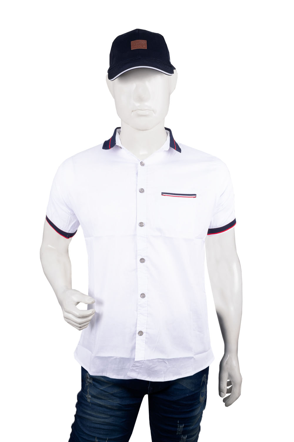 CAMISA HOMBRE TIPO POLO LINEAS BOTONES UNICOLOR