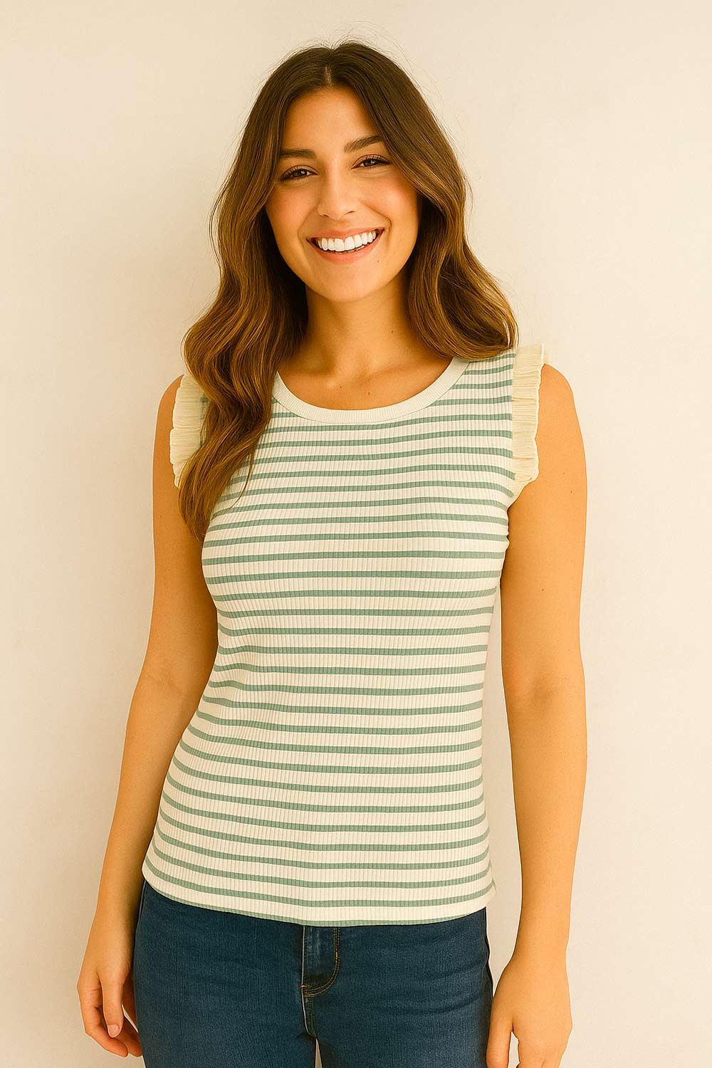 BLUSA MUJER LINEAS TELA ACANALADA